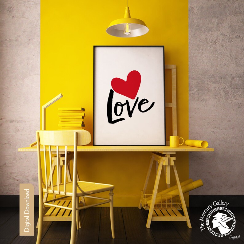Red Heart Love Print, Minimalist Typography (digital Download) - Etsy