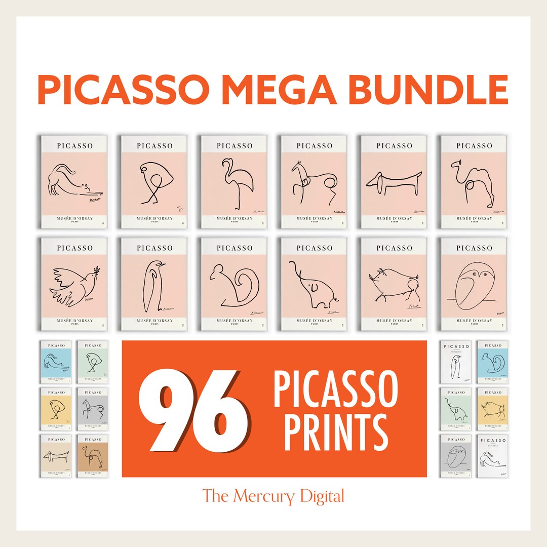 Pablo Picasso Print Set of 96 Wall Art Prints, Picasso Animal Poster ...