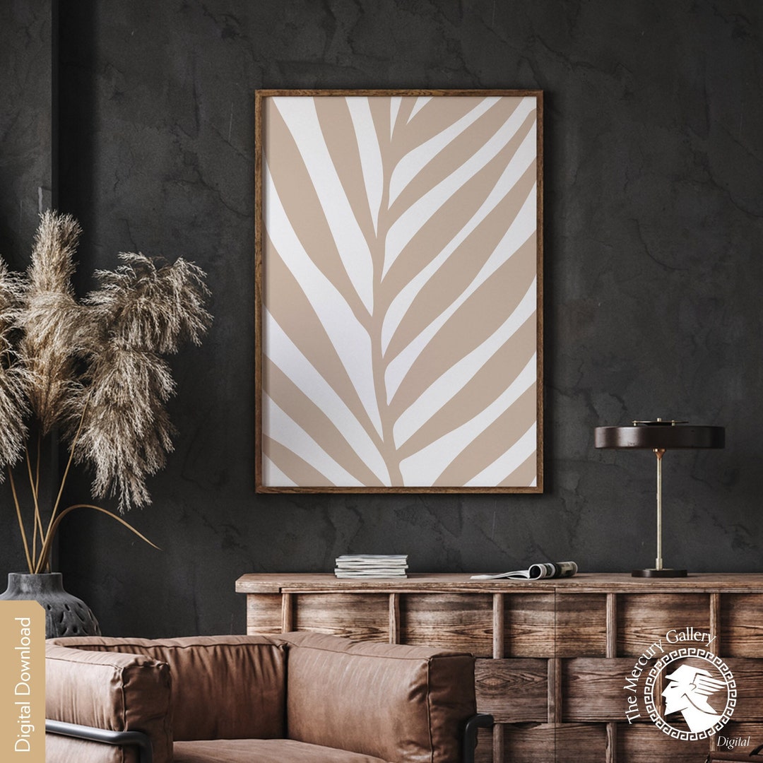 Modern Leaf Art, Minimalist Leaf Stems, Minimalist Shape Art Print ...