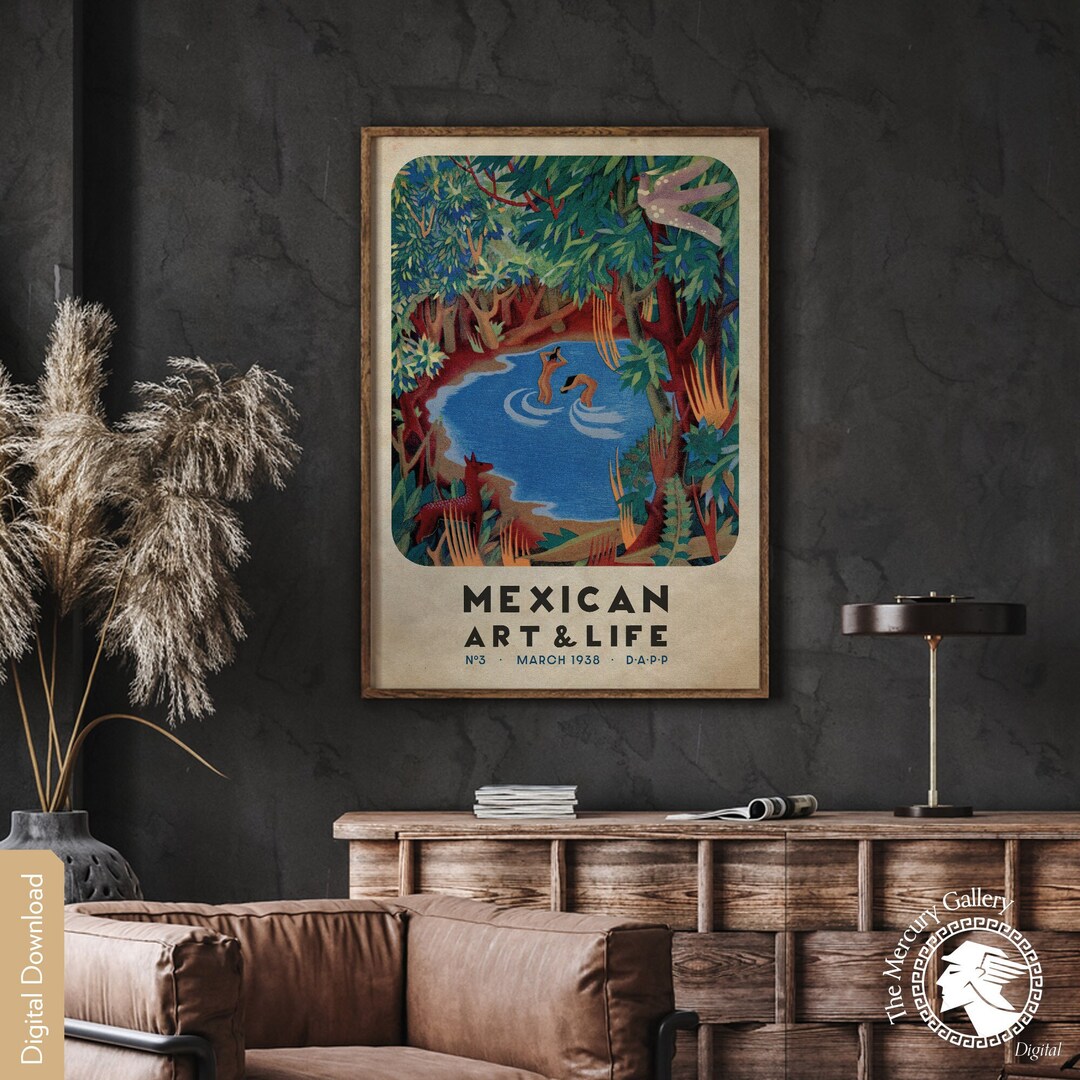 Vintage Mexican Art Poster, Mexican Print, Vintage Magazine Cover ...