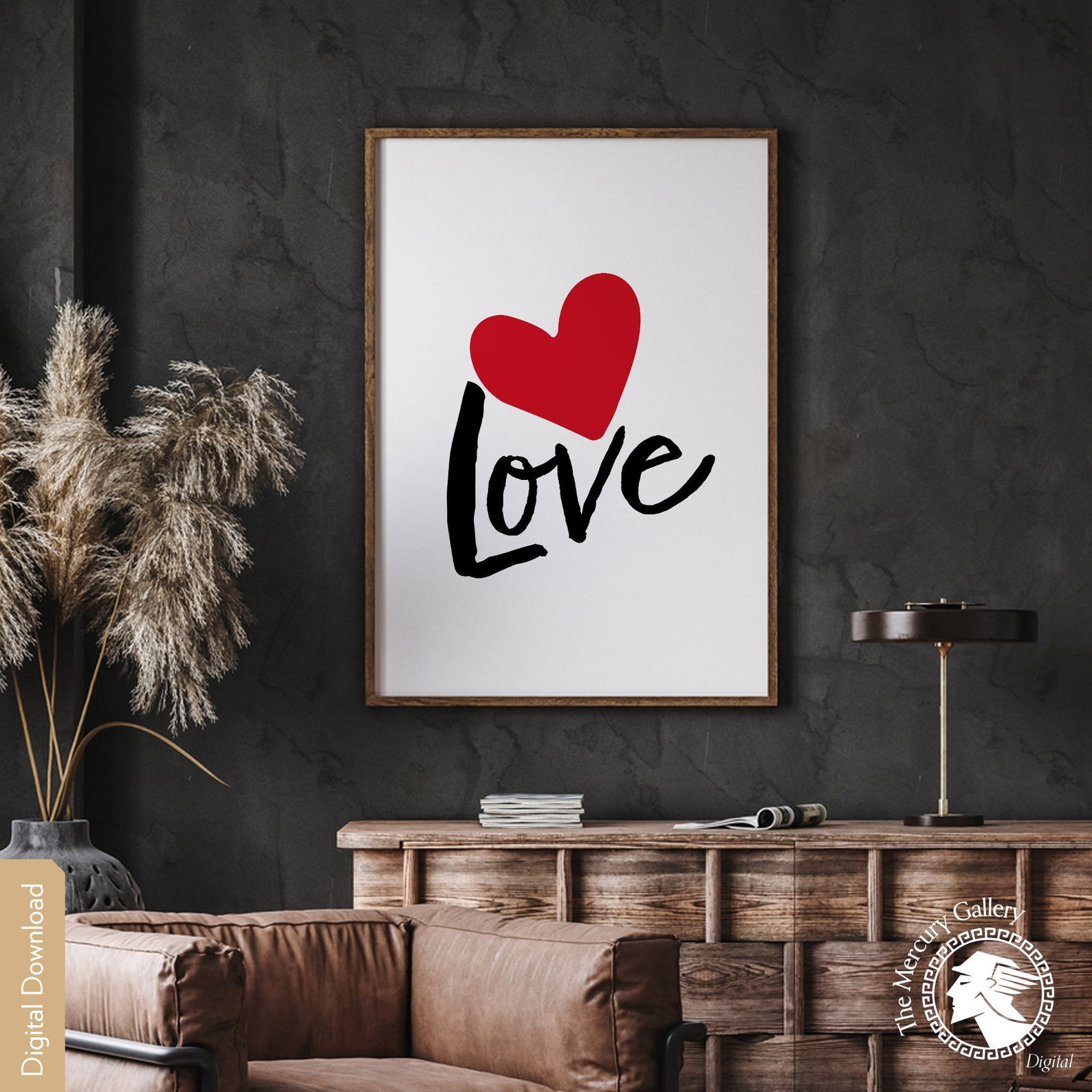 Red Heart Love Print, Minimalist Typography (digital Download) - Etsy