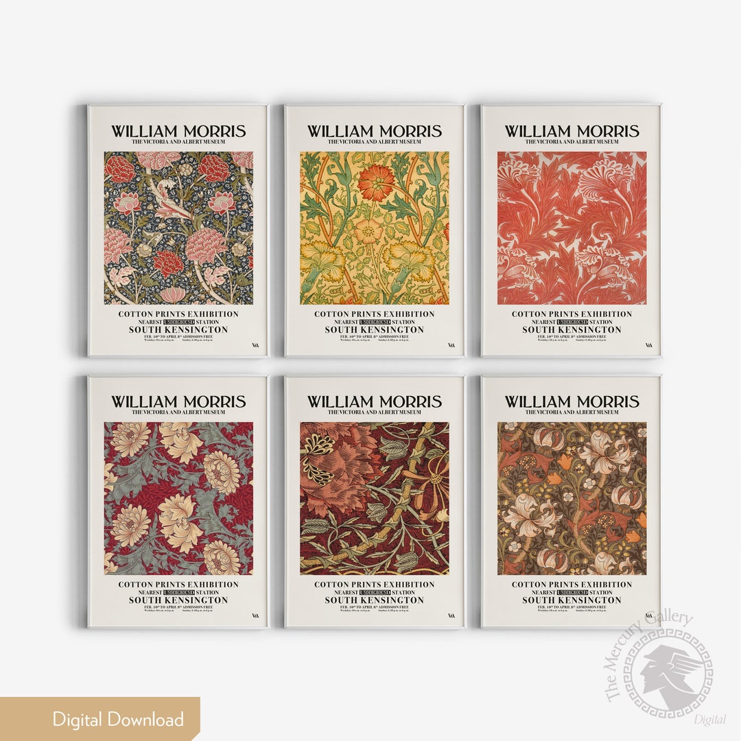 William Morris Print, Set of 6, Exhibition Print Set, Morris Poster, Art Nouveau Print, Trendy ...