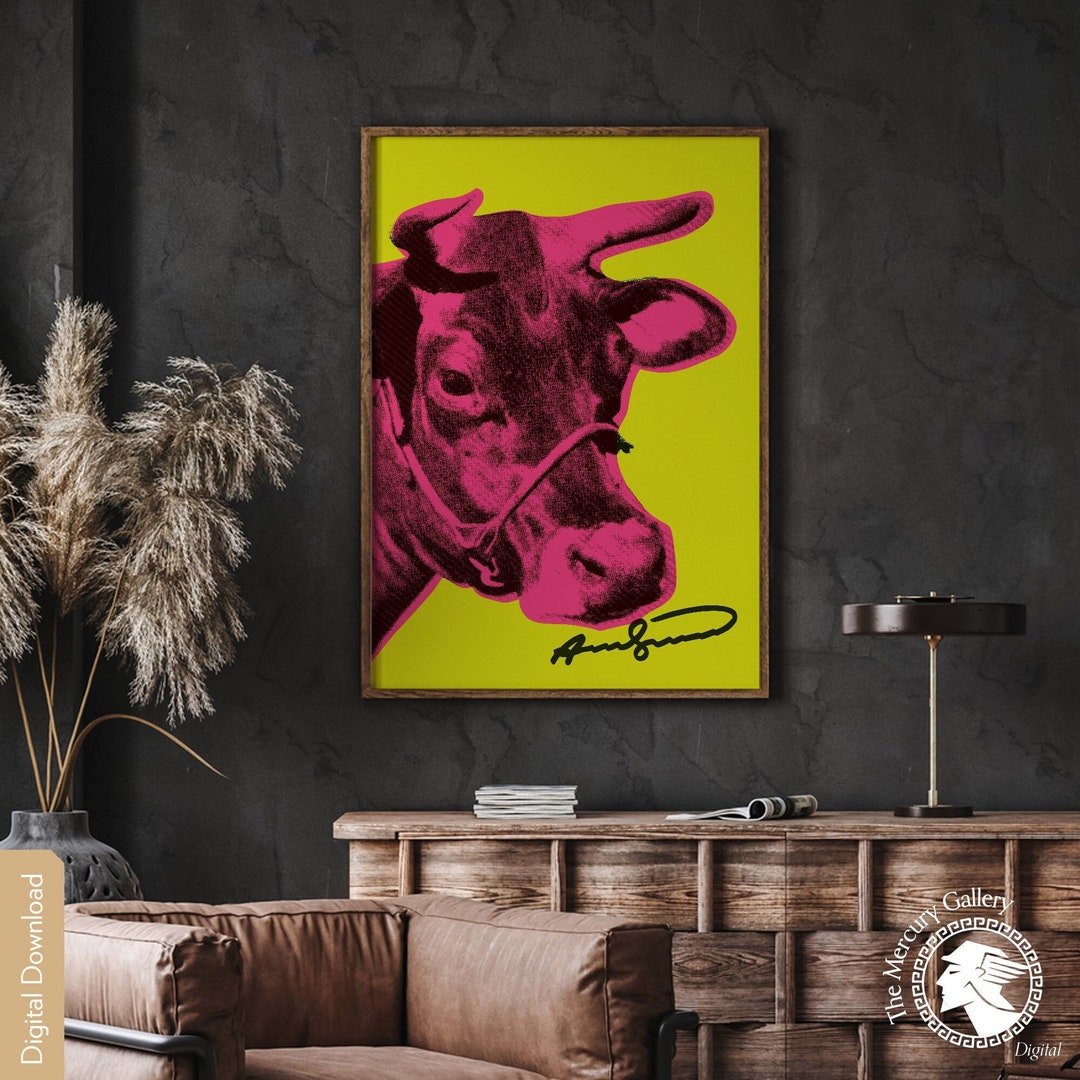 Andy Warhol Poster, Magenta Cow Poster, Pop Art Painting, Cow Wall Art ...