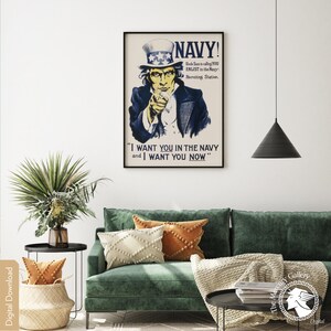 Uncle Sam US Navy Recruiting Poster, American Propaganda (digital ...