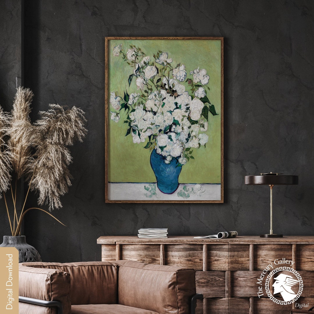 Vincent Van Gogh White Roses Poster, Van Gogh Flower Art Print, Living ...