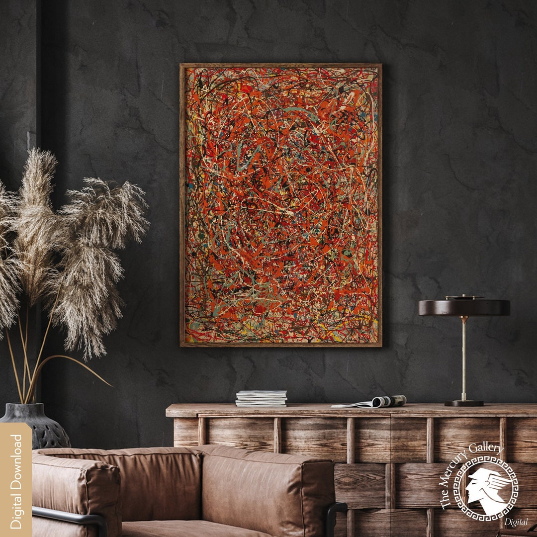 Jackson Pollock Style Painting, Abstract Colorful Fine Art Oil Painting ...