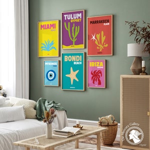 Set of 6 Travel Famous Places Prints, Preppy Travel Poster, Colorful ...