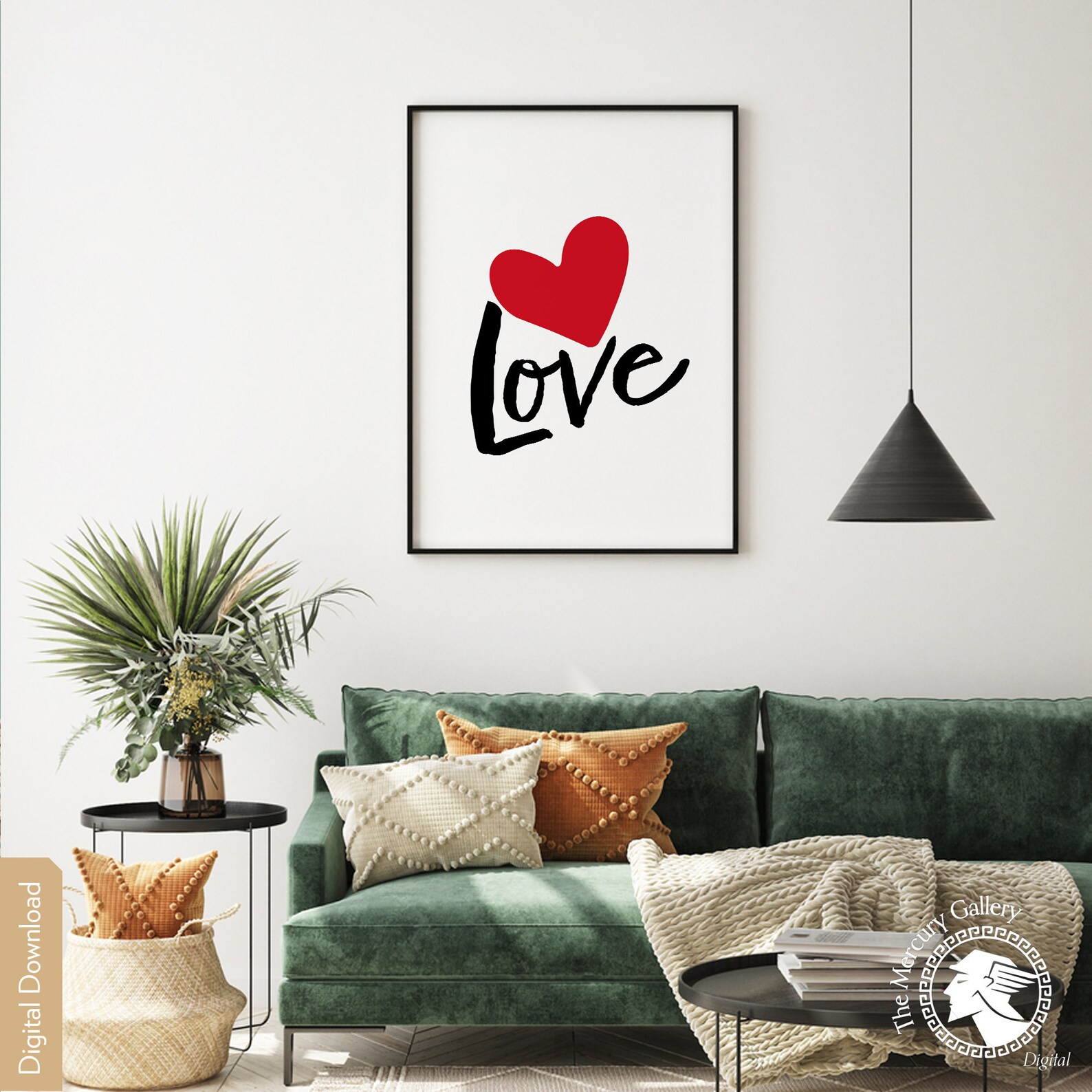 Red Heart Love Print, Minimalist Typography (digital Download) - Etsy
