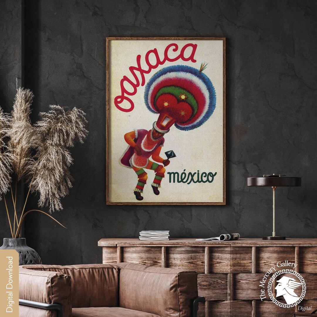 Vintage Oaxaca Mexico Travel Poster, Retro Wall Art (digital Download ...