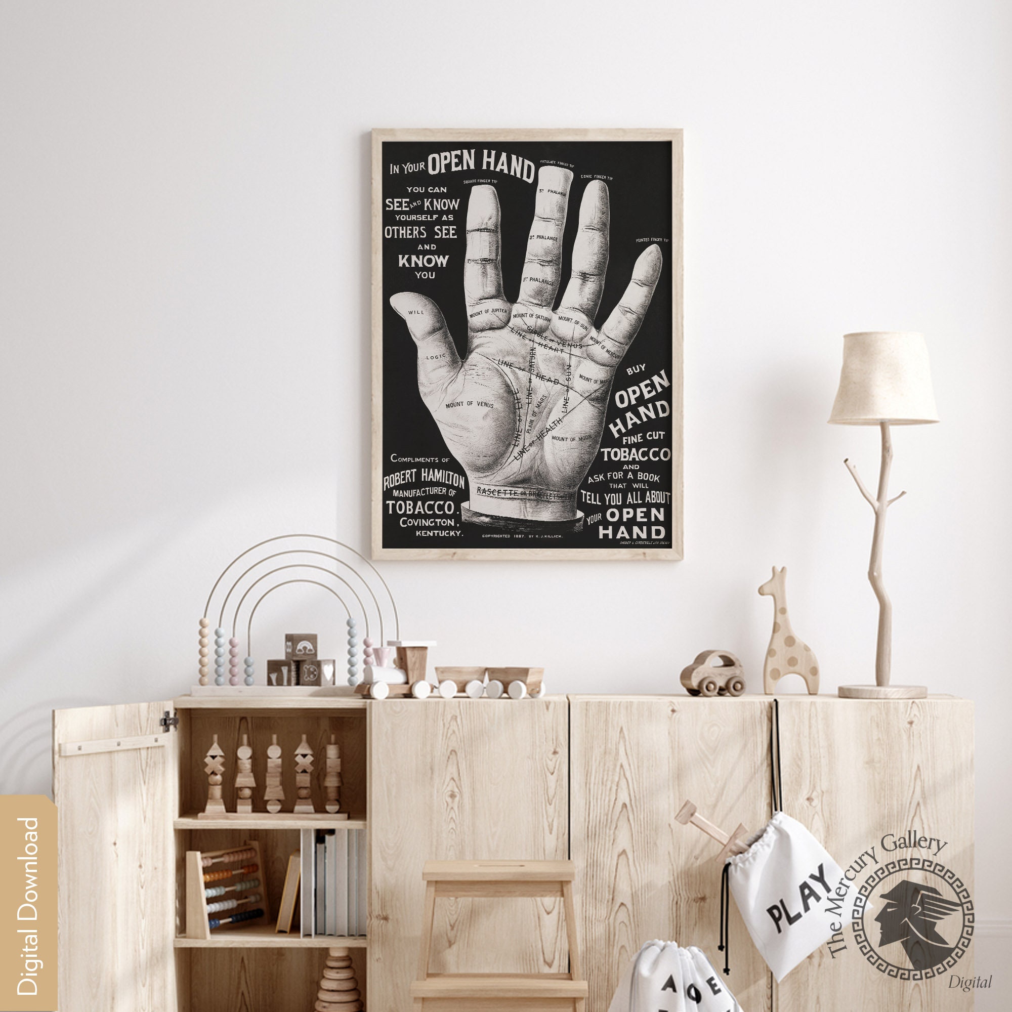 Open Han Poster Vintage Palm Reading Poster 1887 Entryway - Etsy