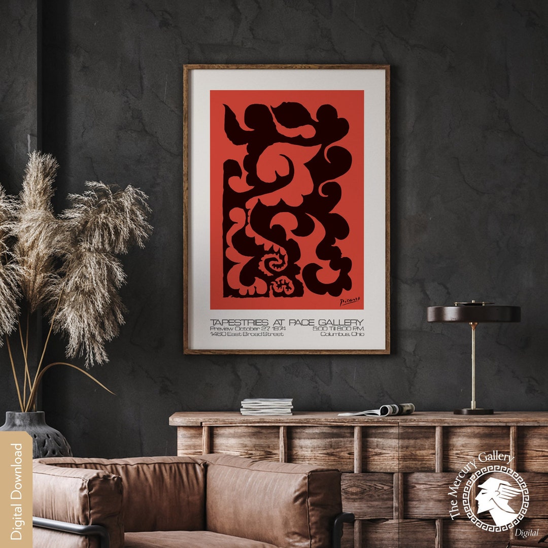 Pablo Picasso Exhibition Poster, Red Black Minimalist Art (instant ...
