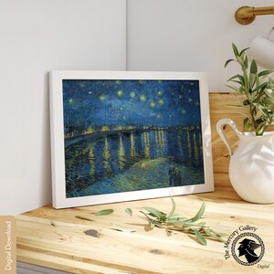 Van Gogh Starry Night Over the Rhone Print, Vintage Landscape (digital ...