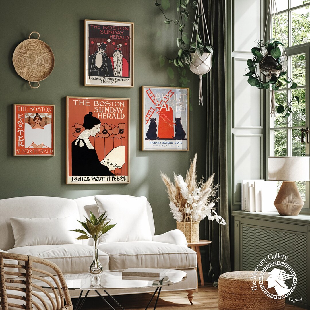 Vintage Advertising Poster Set, Retro Poster Set, Retro Magazine Cover ...