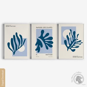 Henri Matisse Set of 3 Wall Art, Blue Matisse Print Set, Gallery Wall ...