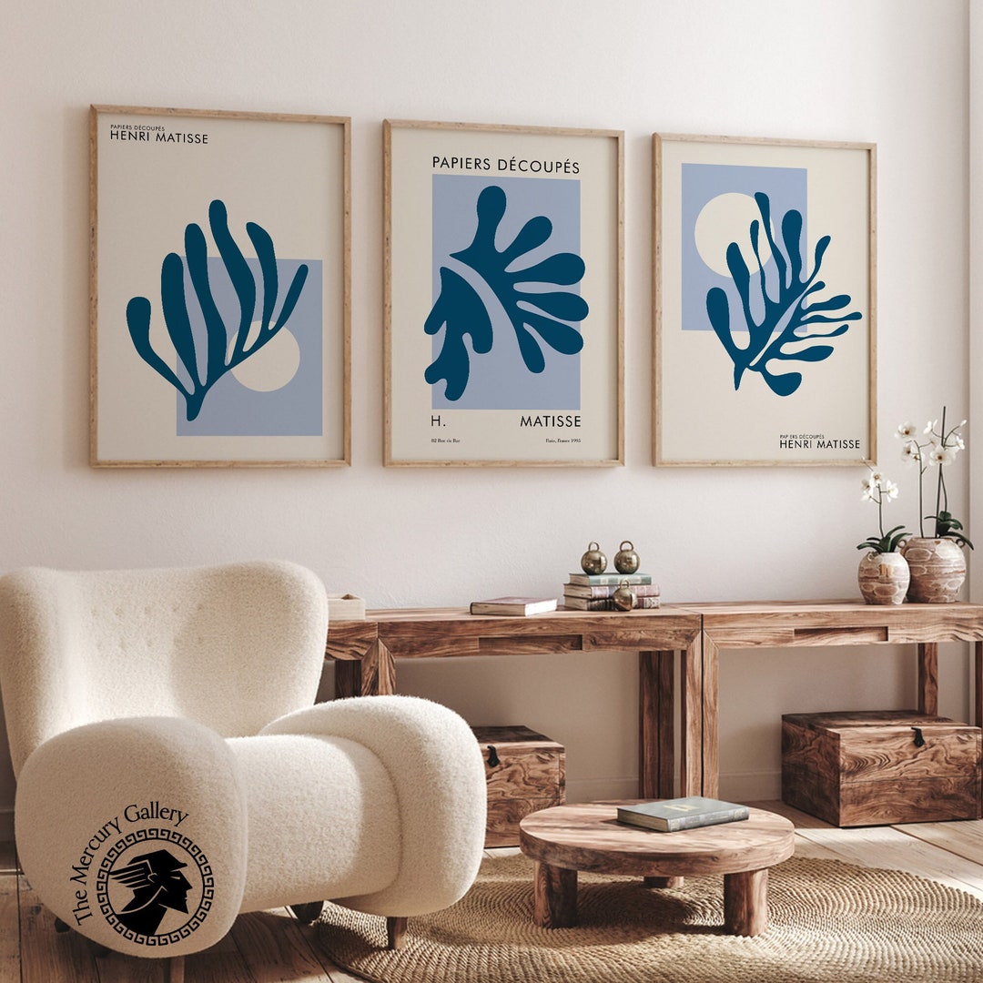 Henri Matisse Set of 3 Wall Art Blue Matisse Print Set - Etsy