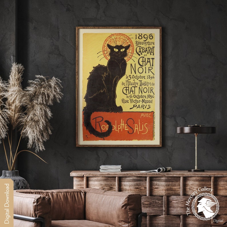 Vintage French Black Cat Poster Rodolphe Salis Le Chat Noir - Etsy