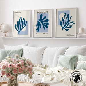 Henri Matisse Set of 3 Wall Art, Blue Matisse Print Set, Gallery Wall ...
