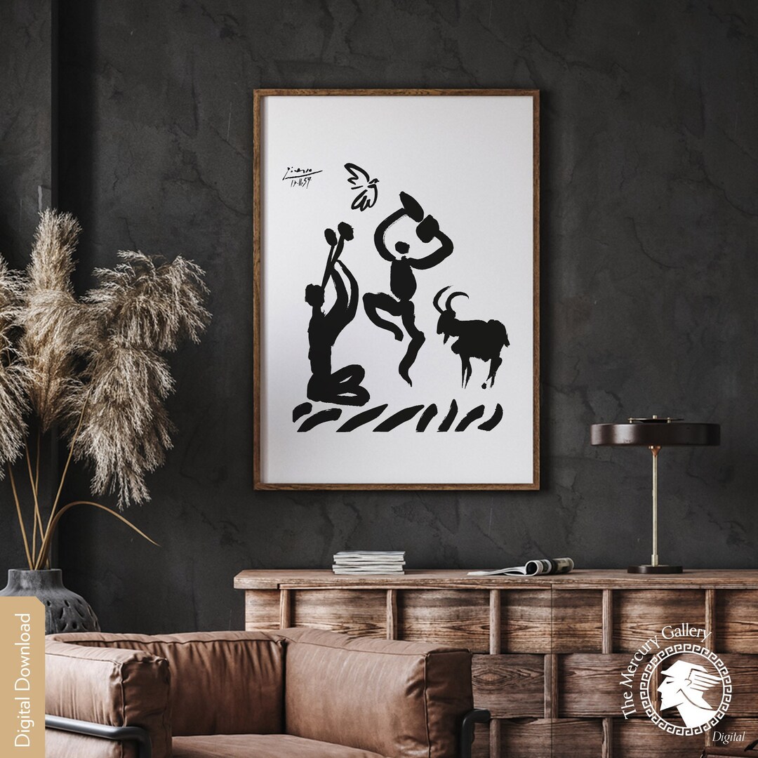 Pablo Picasso Poster Print, Joueur De Flute, Exhibition Vintage Line ...
