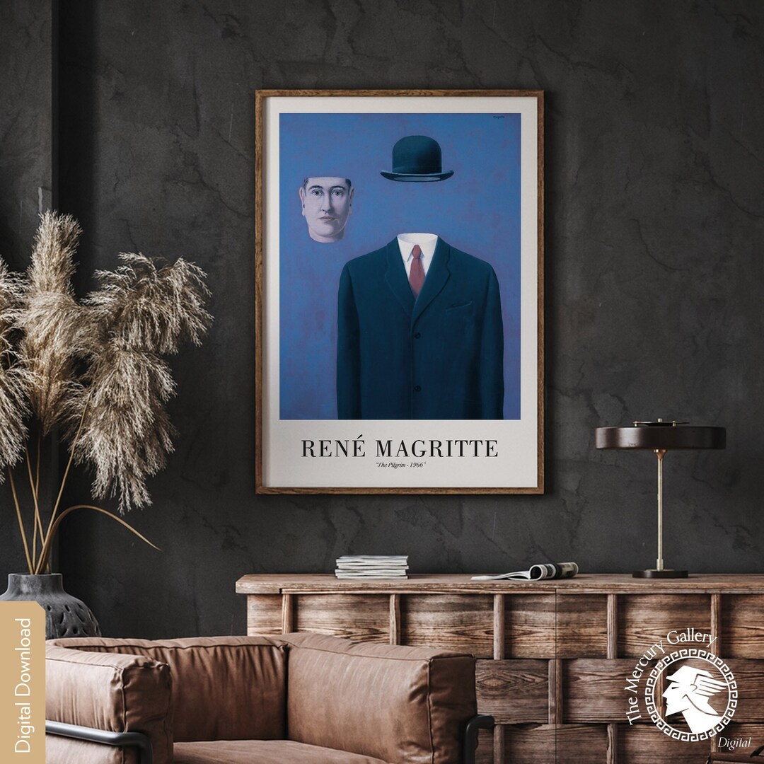 Rene Magritte Art Print, the Pilgrim - 1966, Mid Century Modern Wall ...