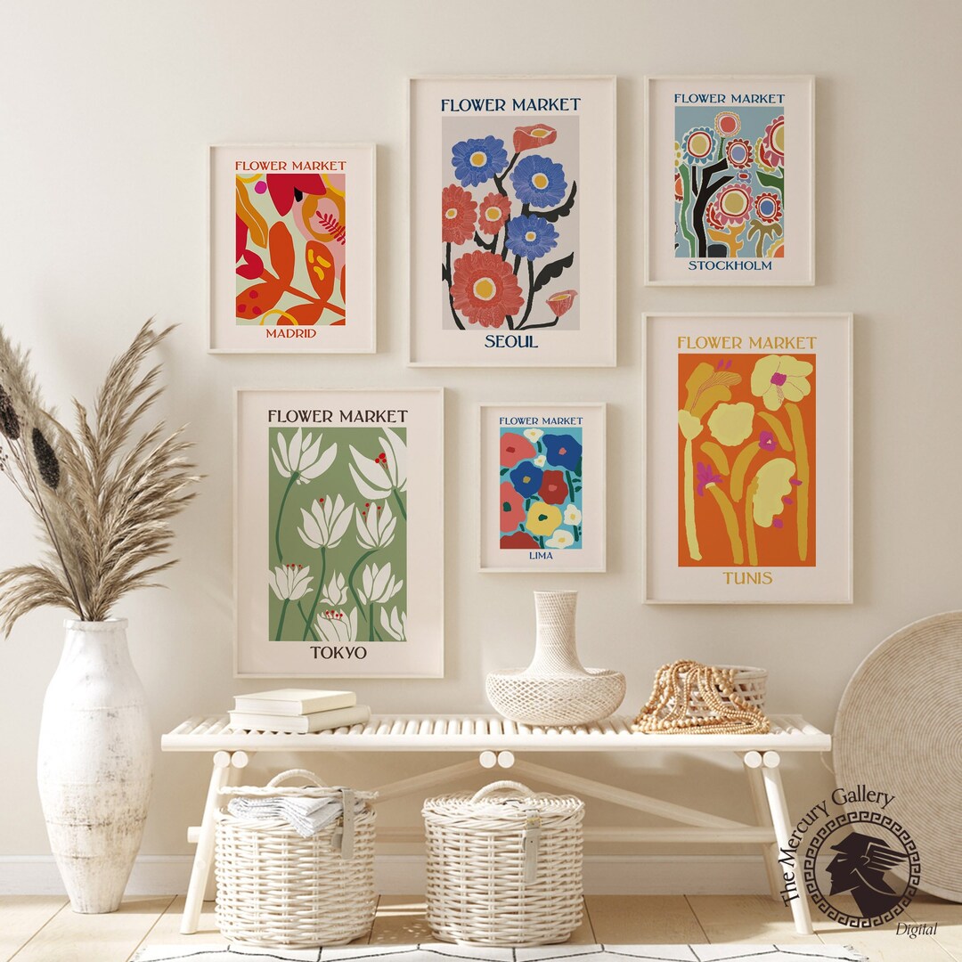 Flower Market Set of 6, Flower Market Poster, Gallery Wall Set ...