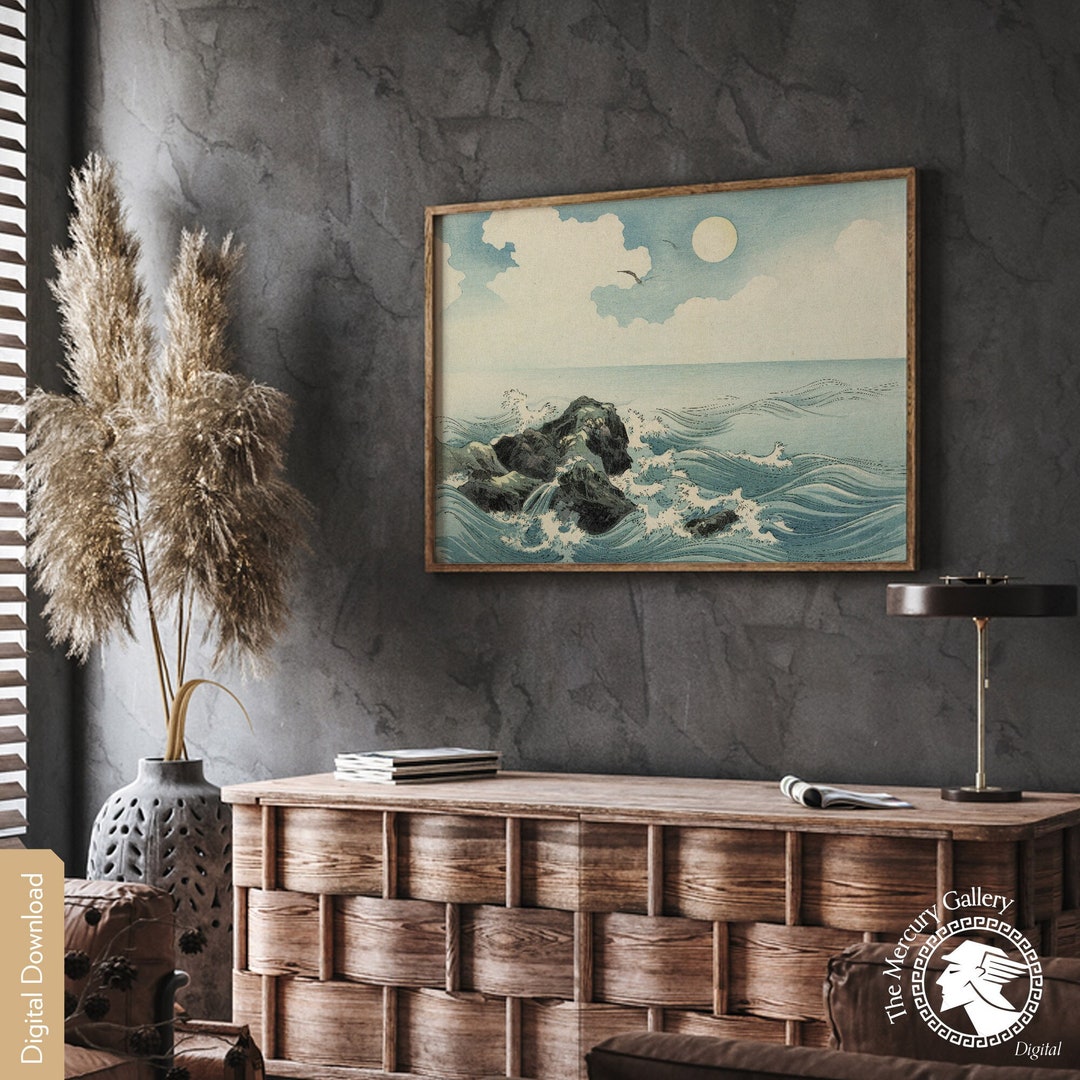 Waves at Kojima Island, Kojima Zu Art Print, Japan Wall Art, Wall Art ...