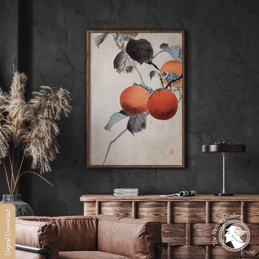Ohara Koson Poster Print, Vintage Poster, Nuthatcher Atop Persimmons ...