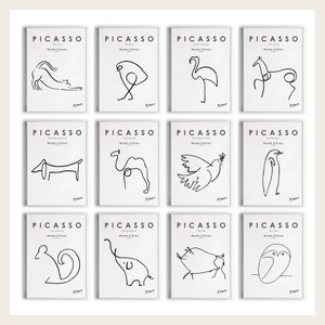 Pablo Picasso Print Set of 96 Wall Art Prints, Picasso Animal Poster ...