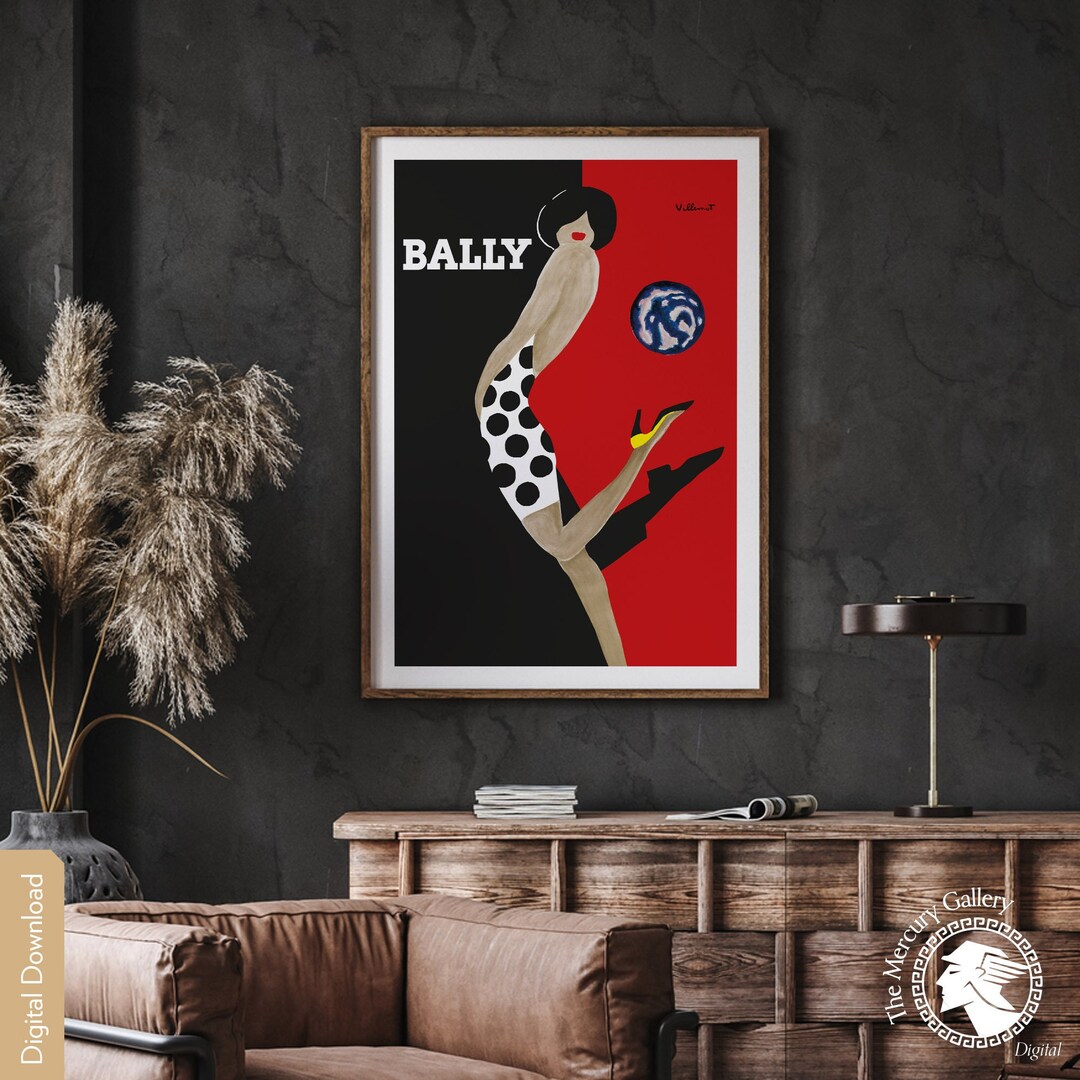 Bernard Villemot Poster, Bally Diptyque Man Poster, Vintage France ...