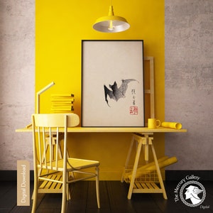 Japanese Bat Painting, Bat and Moon Wodblock Print, Yamada Hogyoku ...