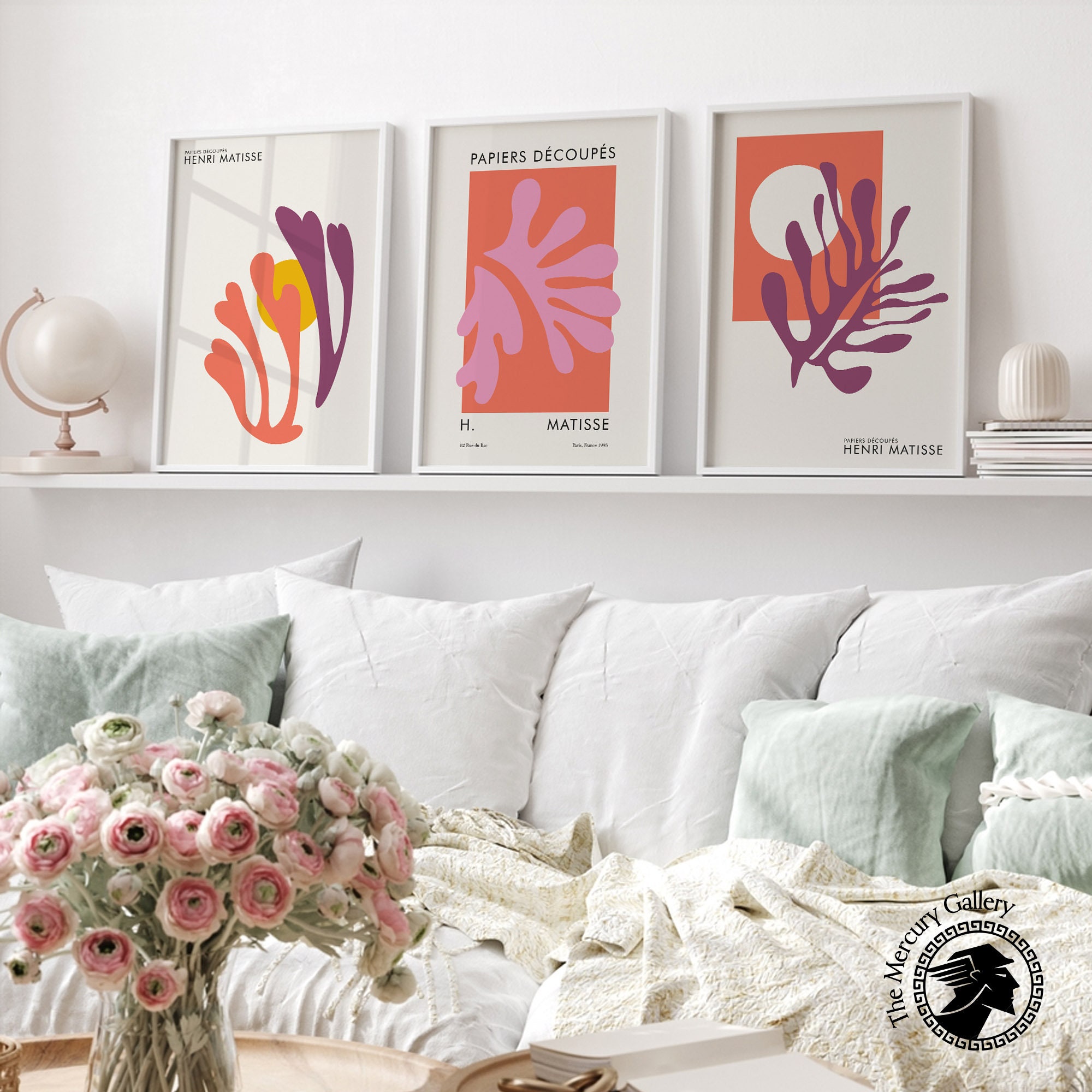 Henri Matisse Set of 3 Wall Art, Orange Matisse Print Set, Gallery Wall ...