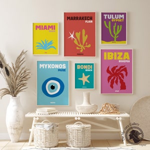 Set of 6 Travel Famous Places Prints, Preppy Travel Poster, Colorful ...