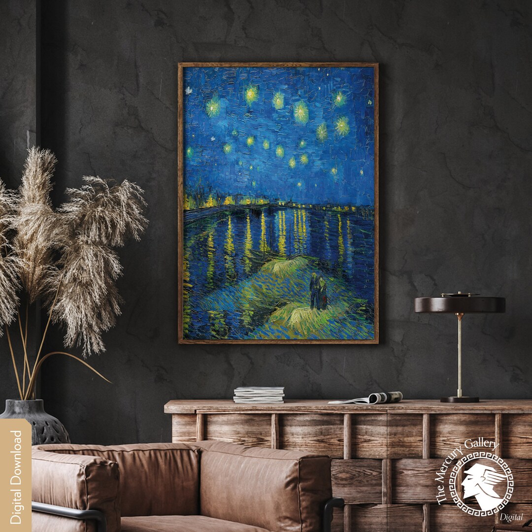 Van Gogh Starry Night Over Rhone Print, Impressionist City Landscape ...