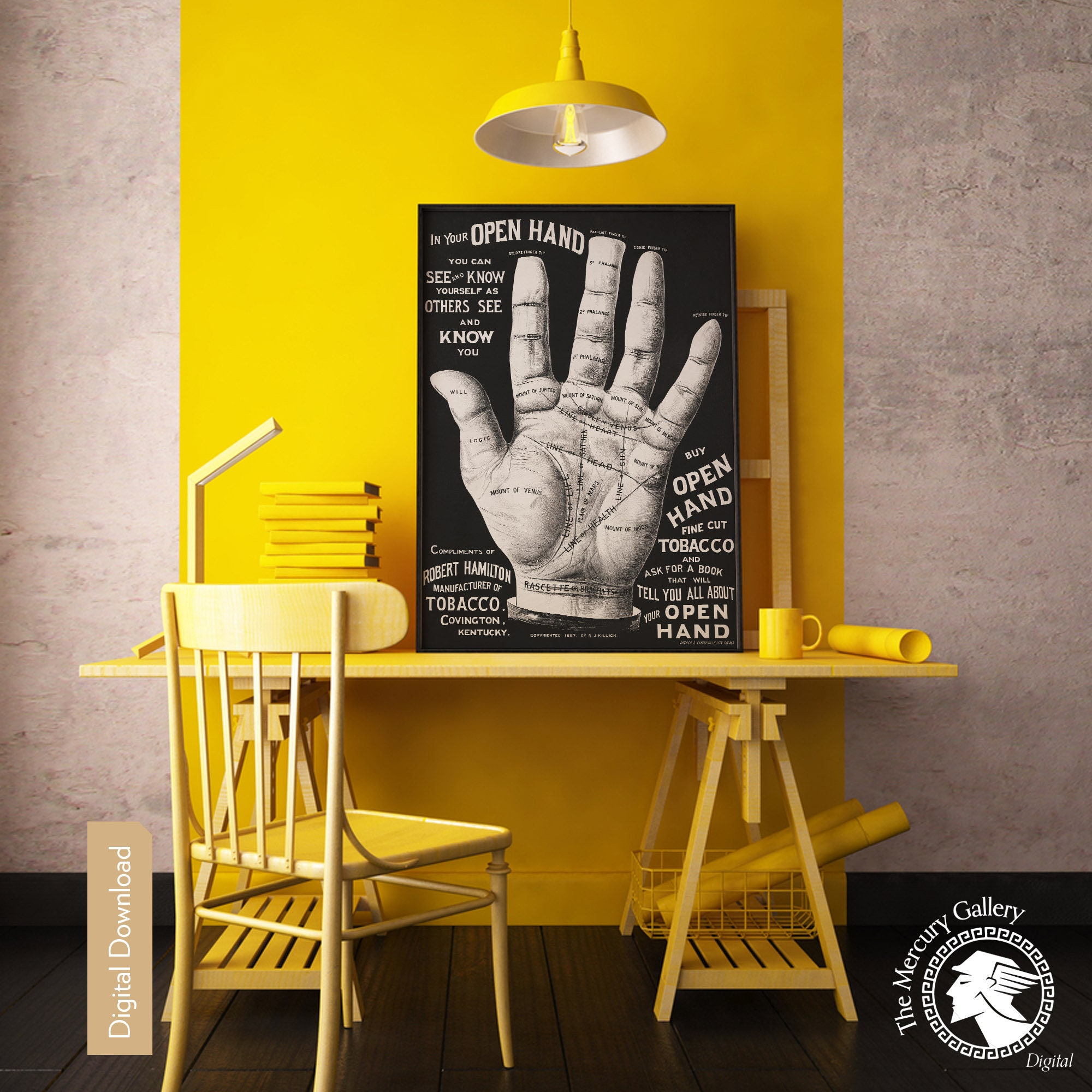 Open Han Poster Vintage Palm Reading Poster 1887 Entryway - Etsy