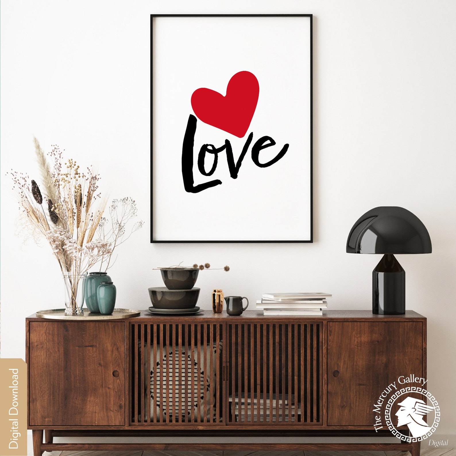 Red Heart Love Print, Minimalist Typography (digital Download) - Etsy