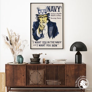 Uncle Sam US Navy Recruiting Poster, American Propaganda (digital ...