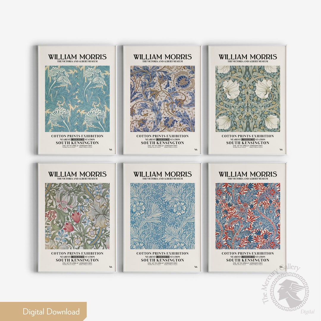 William Morris Set of 6, Gallery Wall Set, Art Nouveau Print, William ...