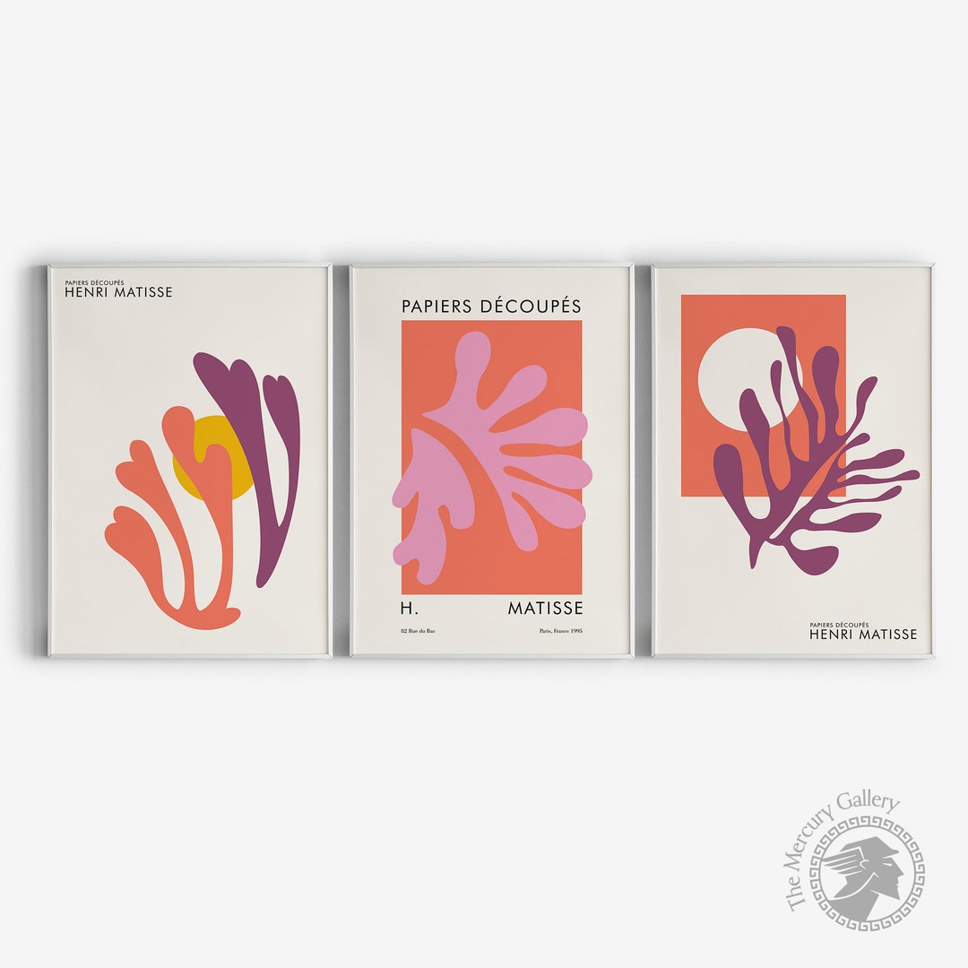 Henri Matisse Set of 3 Wall Art, Orange Matisse Print Set, Gallery Wall ...