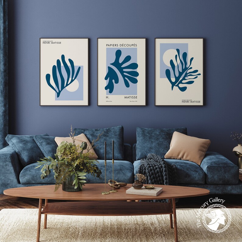 Henri Matisse Set of 3 Wall Art Blue Matisse Print Set - Etsy