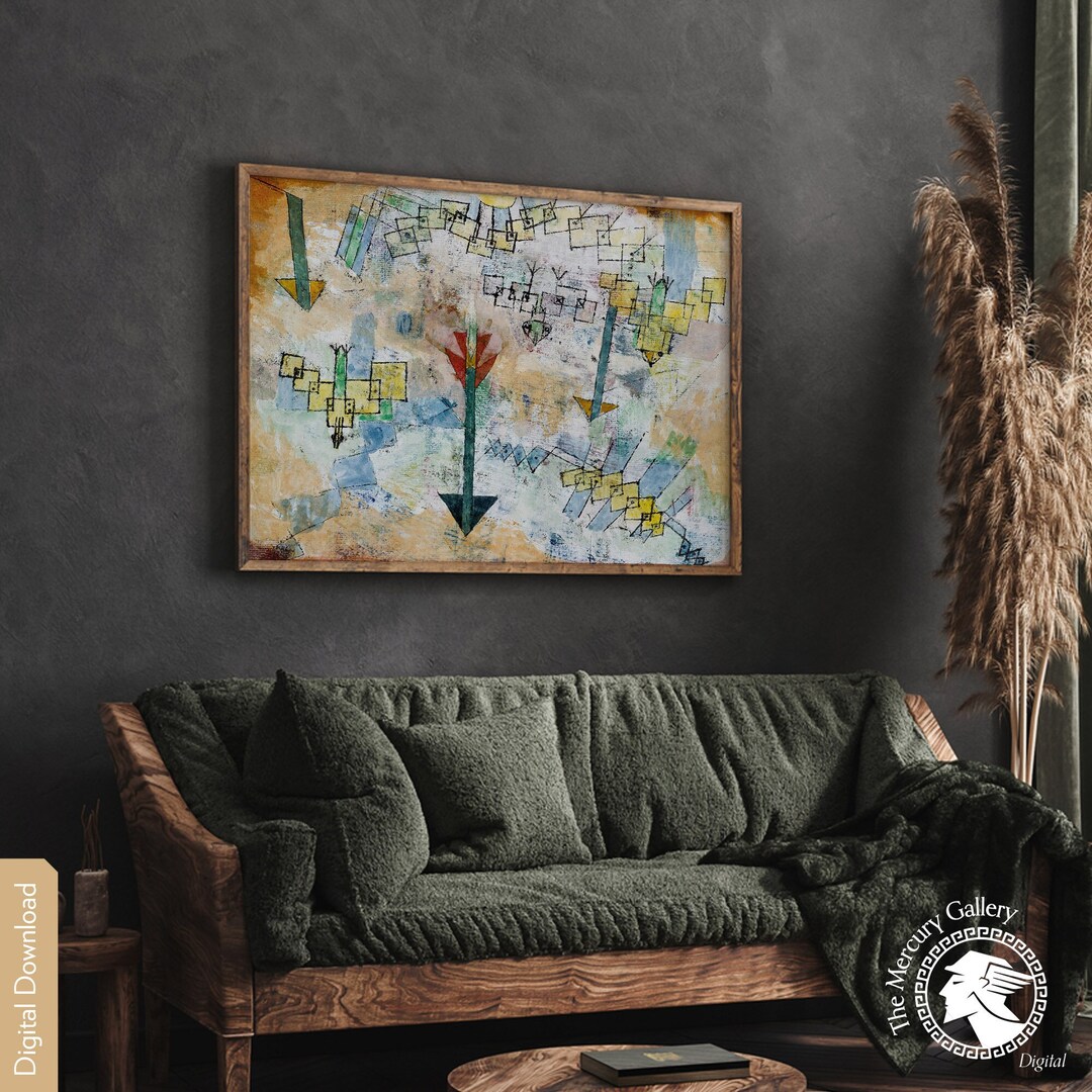 Klee 'birds Swooping Down' Abstract Art Print, Mid-century Modern ...