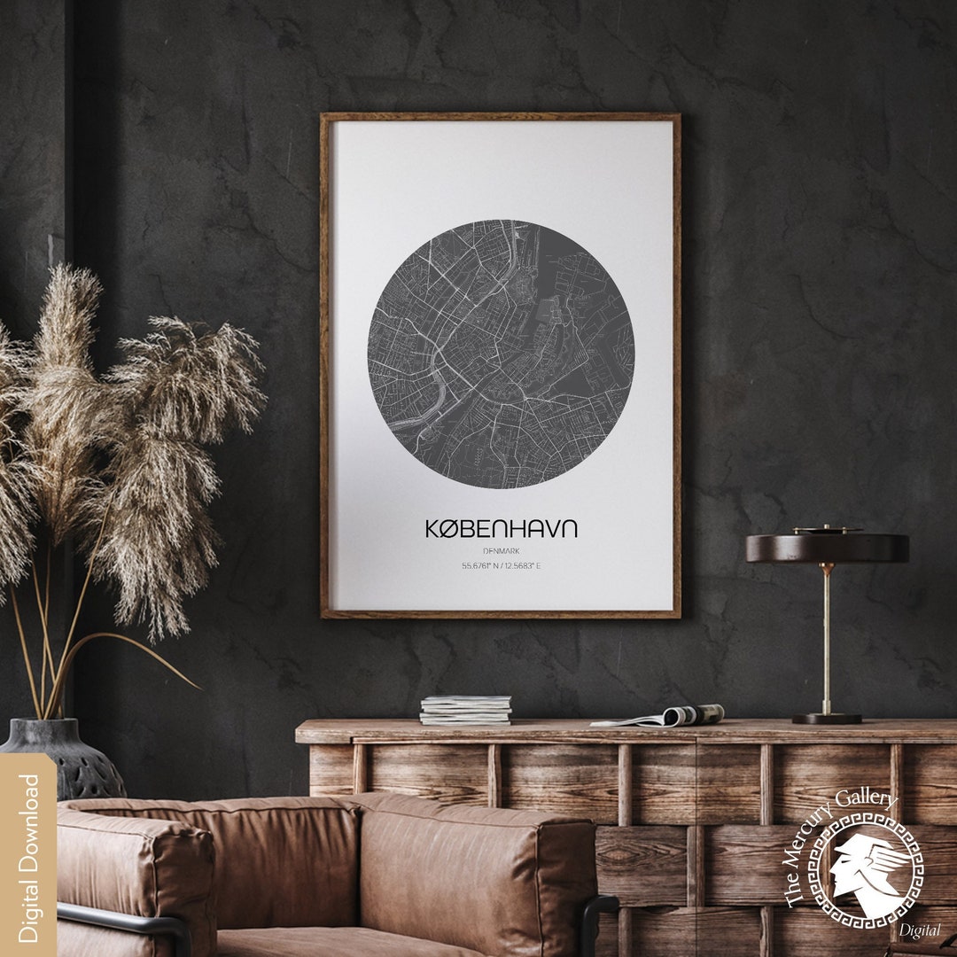 Kobenhavn Map Prints, World City Map, Map Poster, Beedroom Art, Various ...