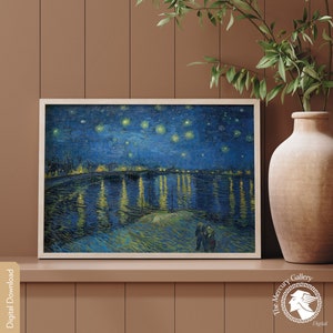 Van Gogh Starry Night Over the Rhone Print, Vintage Landscape (digital ...