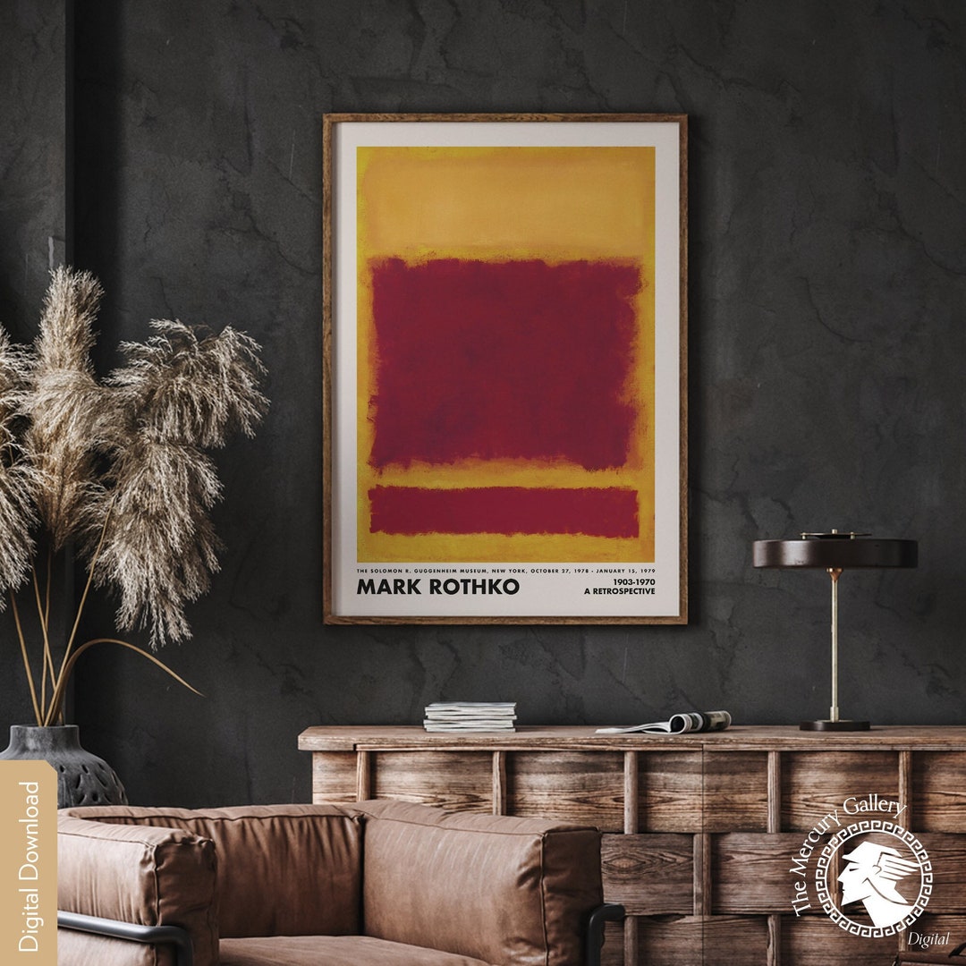 Mark Rothko Art Print, Yellow - Red Exhibition Poster, Contemporary ...