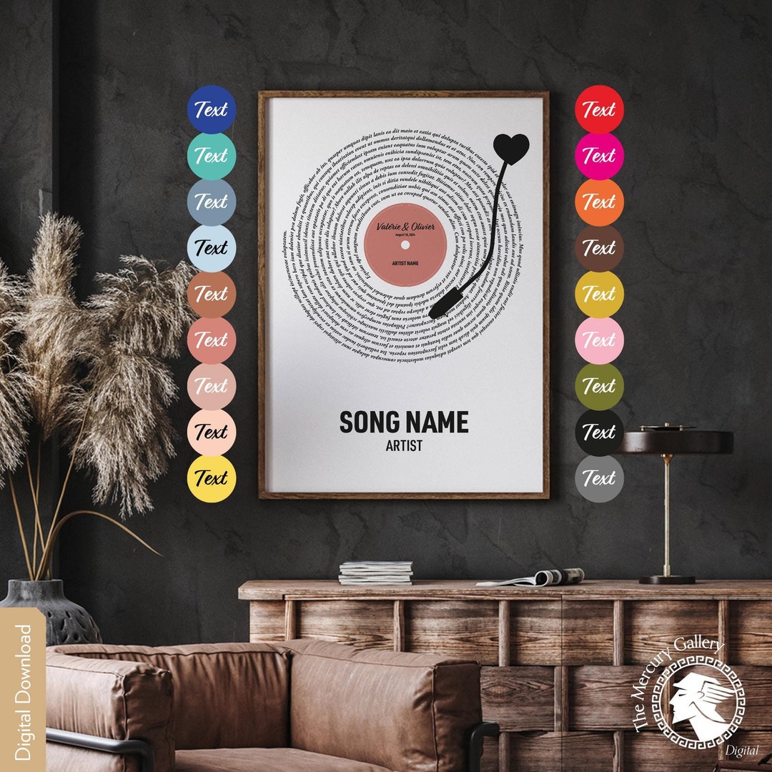 Personalized Valentine's Day Poster, Custom Color Poster, Song Lyrics ...
