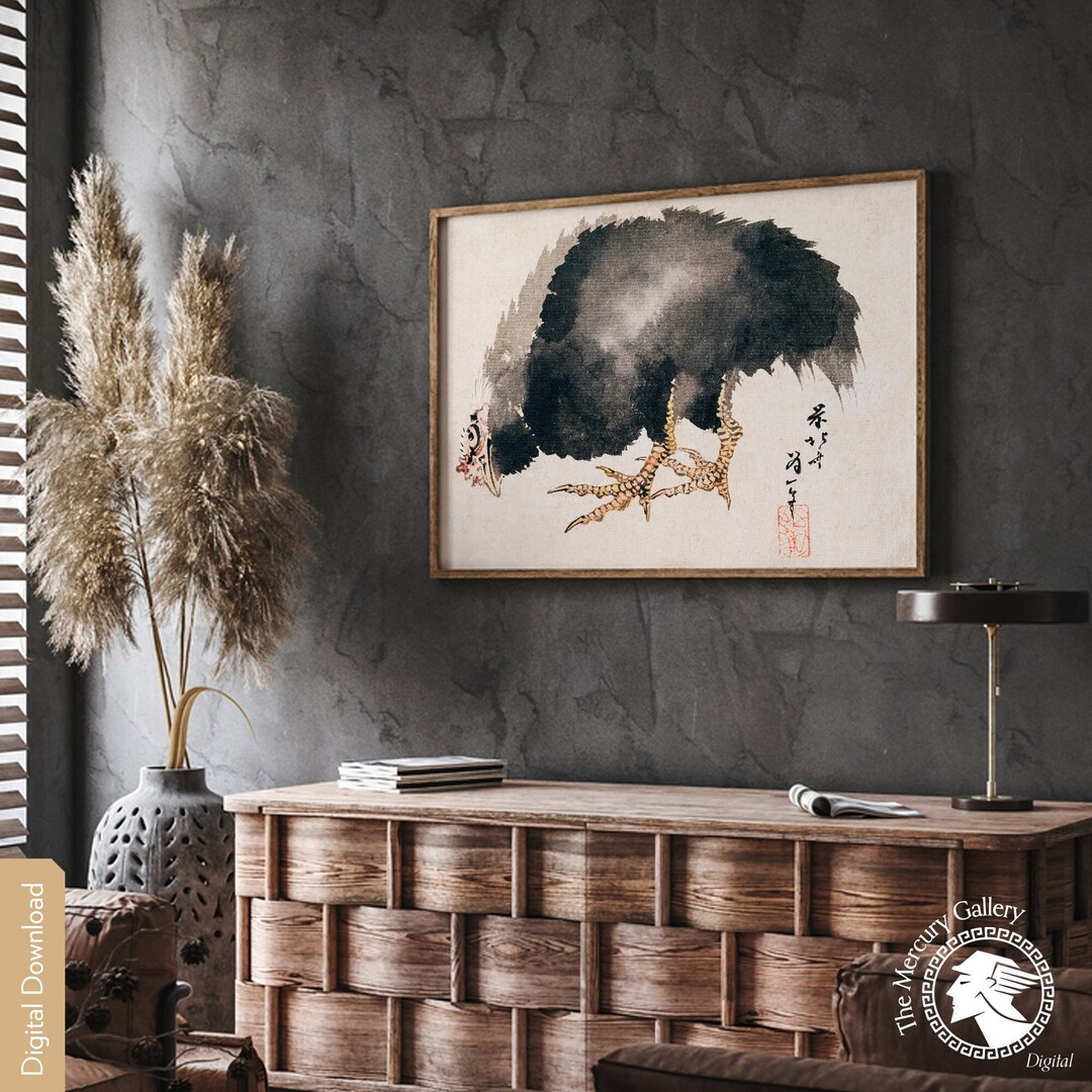 Katsushika Hokusai Art Print, Chicken Art Print, Woodblock Animal Print ...