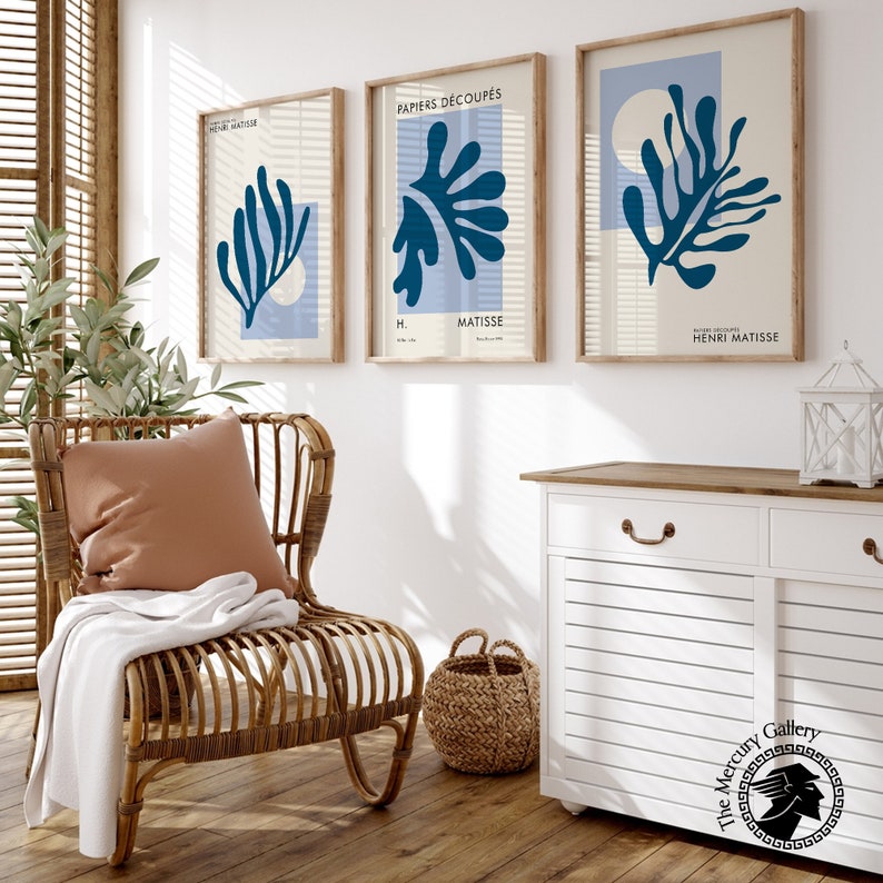 Henri Matisse Set of 3 Wall Art Blue Matisse Print Set - Etsy