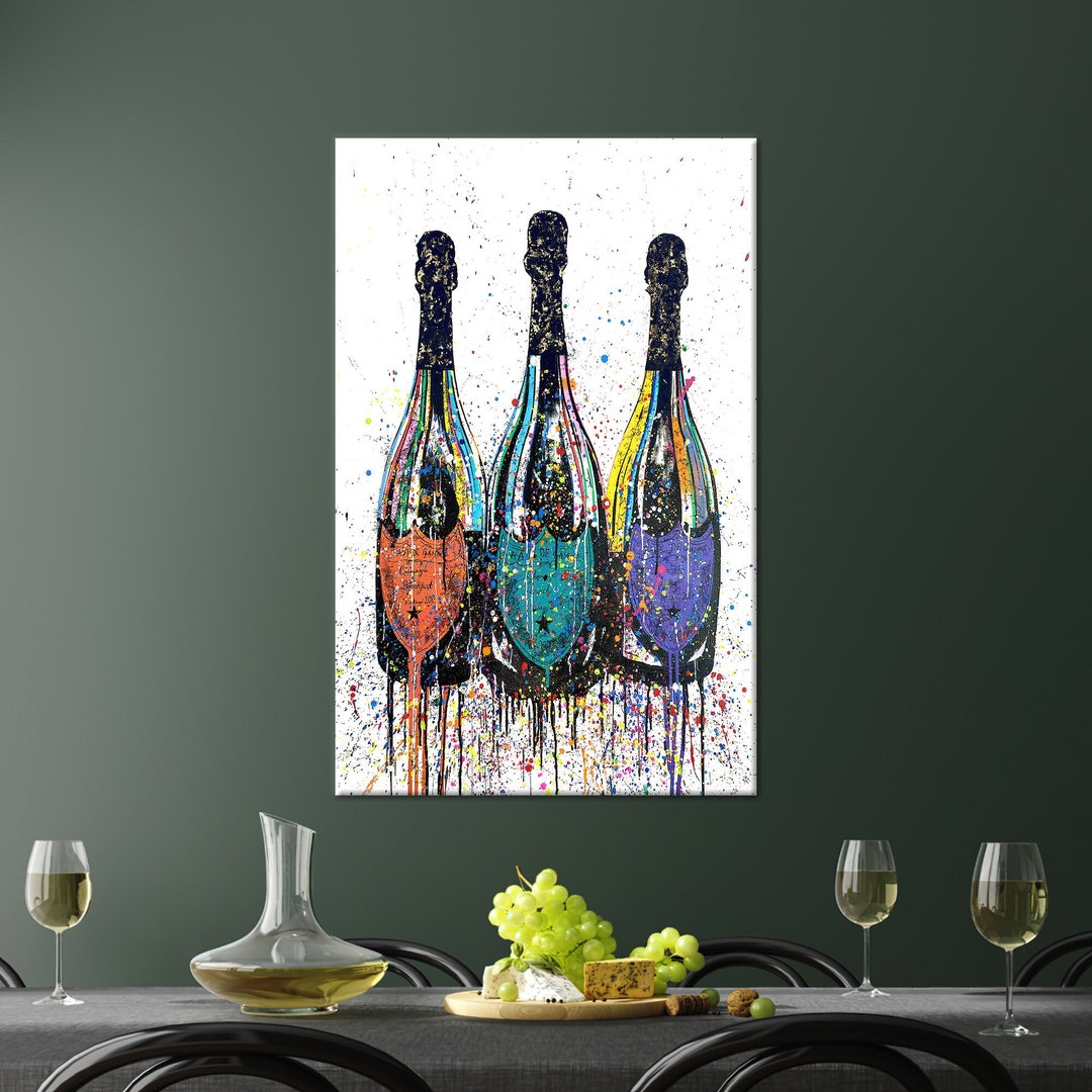 Champagne Bottles Canvas Print: Modern Bar Wall Decor - Etsy