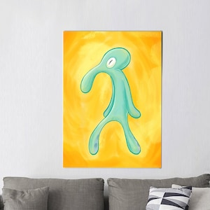 Canvas Wall Art, Canvas, Canvas Art, Squidward Painting Print, Abstract ...