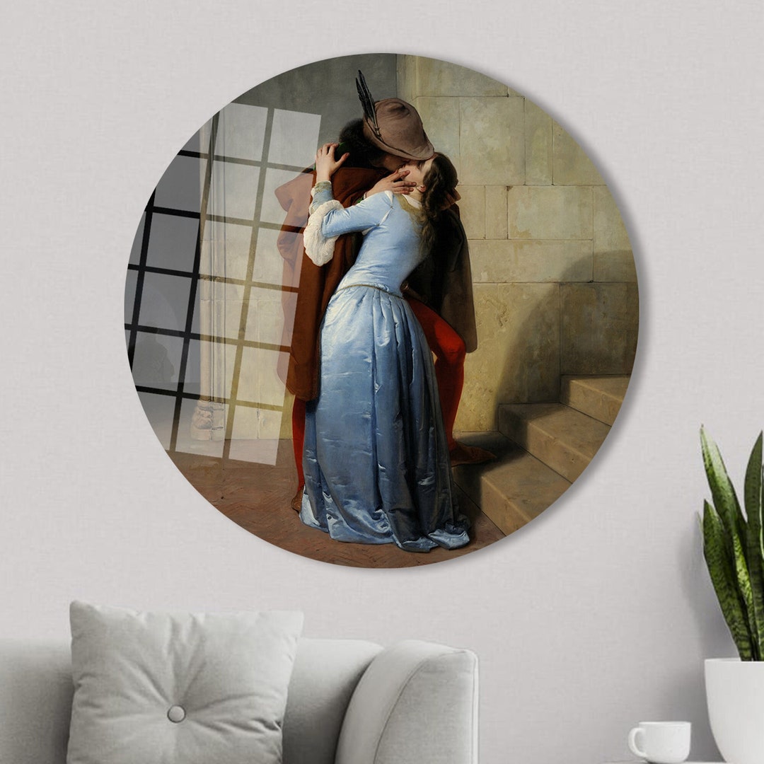 Tempered Glass, Francesco Hayez the Kiss, Romanticism Wall Art, Glass ...