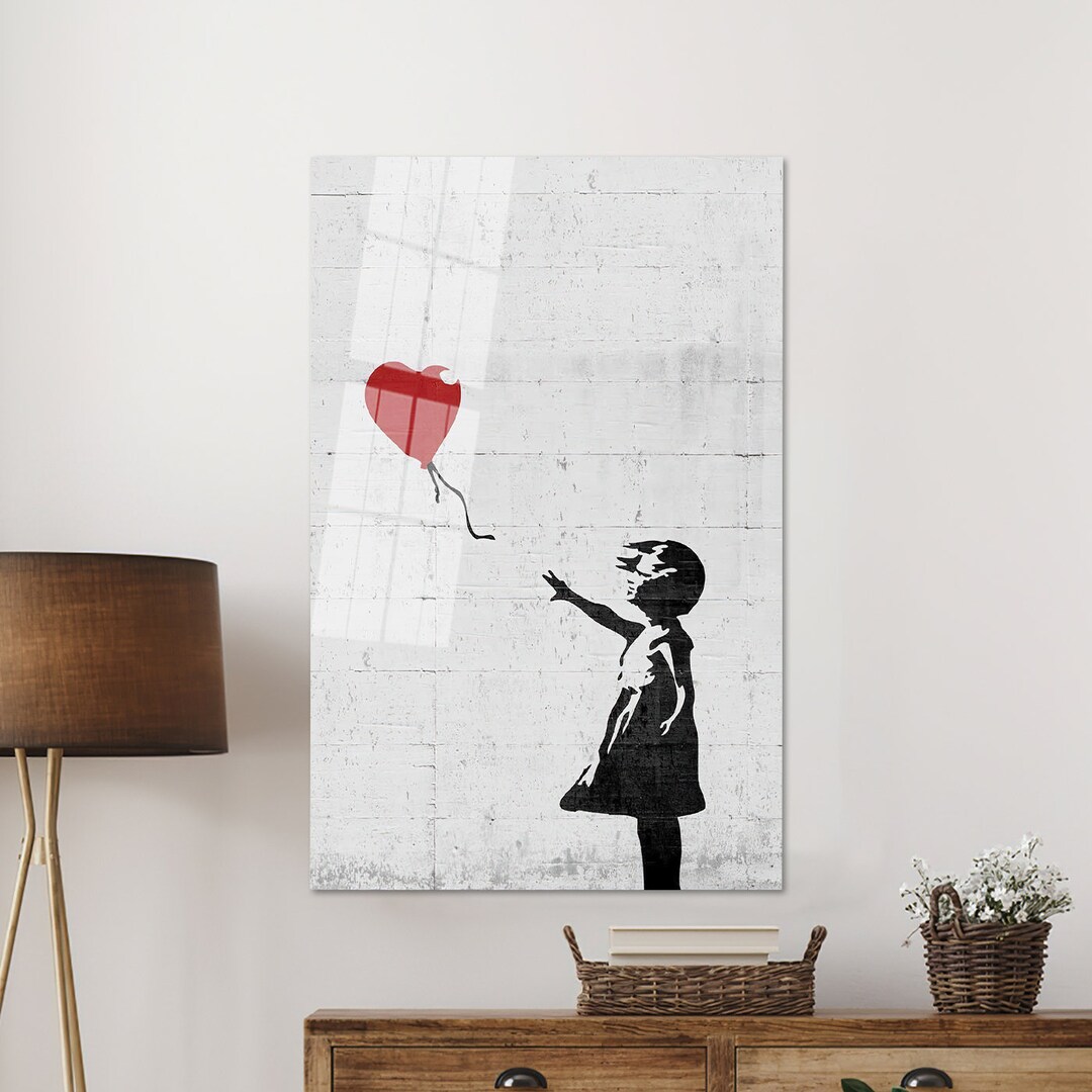 Banksy Girl With Heart Balloon Glass Wall Art - Etsy