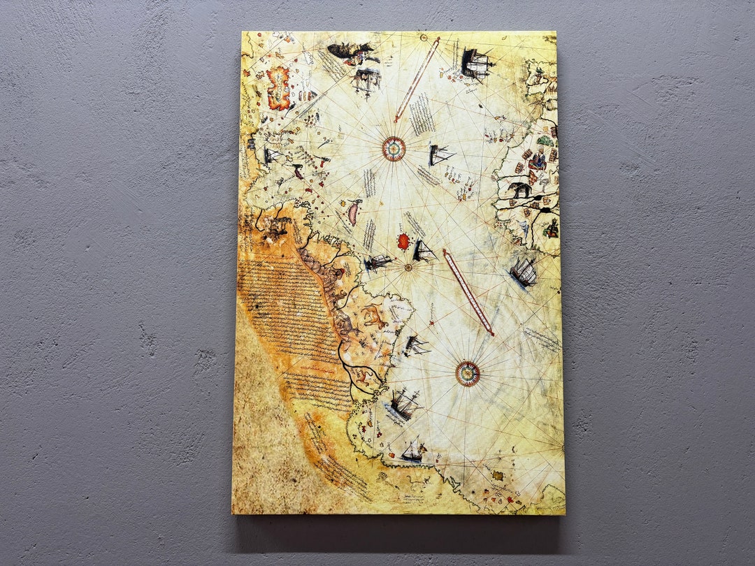 Piri Reis Map, Antique Map Poster, Piri Reis Art, Vintage Map Poster ...